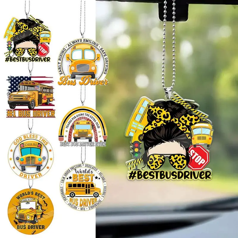 2D-Bus-Driver-Pendant-Decorative-Keychain-Acrylic-School-Bus-Driver ...