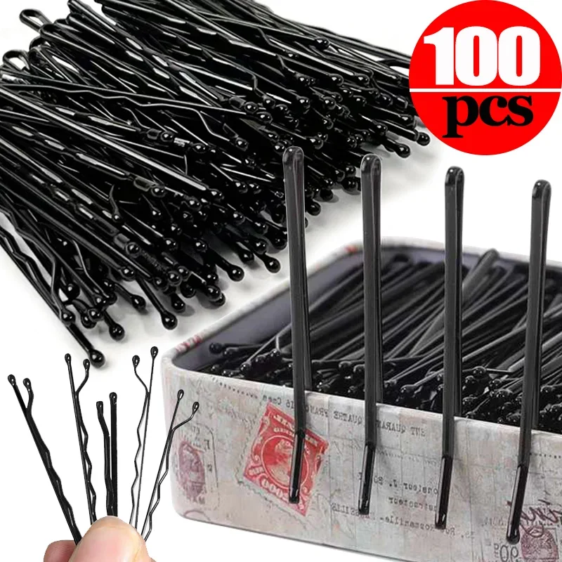 100-50pcs-Black-Small-Hair-Grips-Steel-Hairpin-Bridal-Fixed-Barrette ...