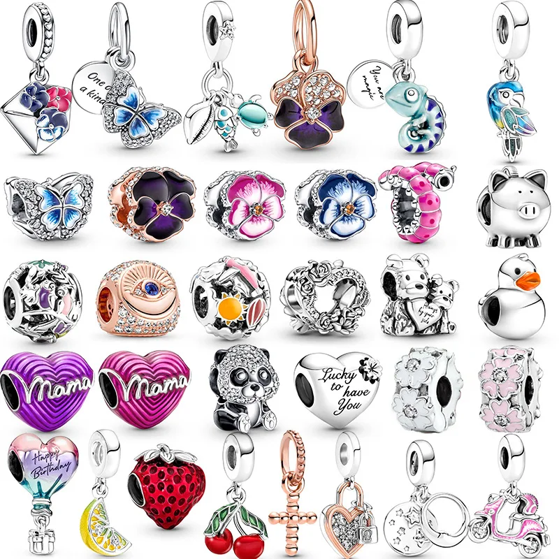 Fashion Blue Butterfly Mothers' Day Cartoon Animals Beads Fit Original ...