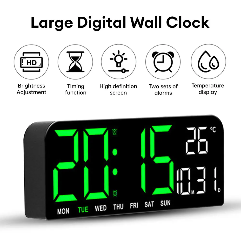 Large-Digital-Wall-Clock-Temperature-and-Date-Week-Display-Night-Mode ...