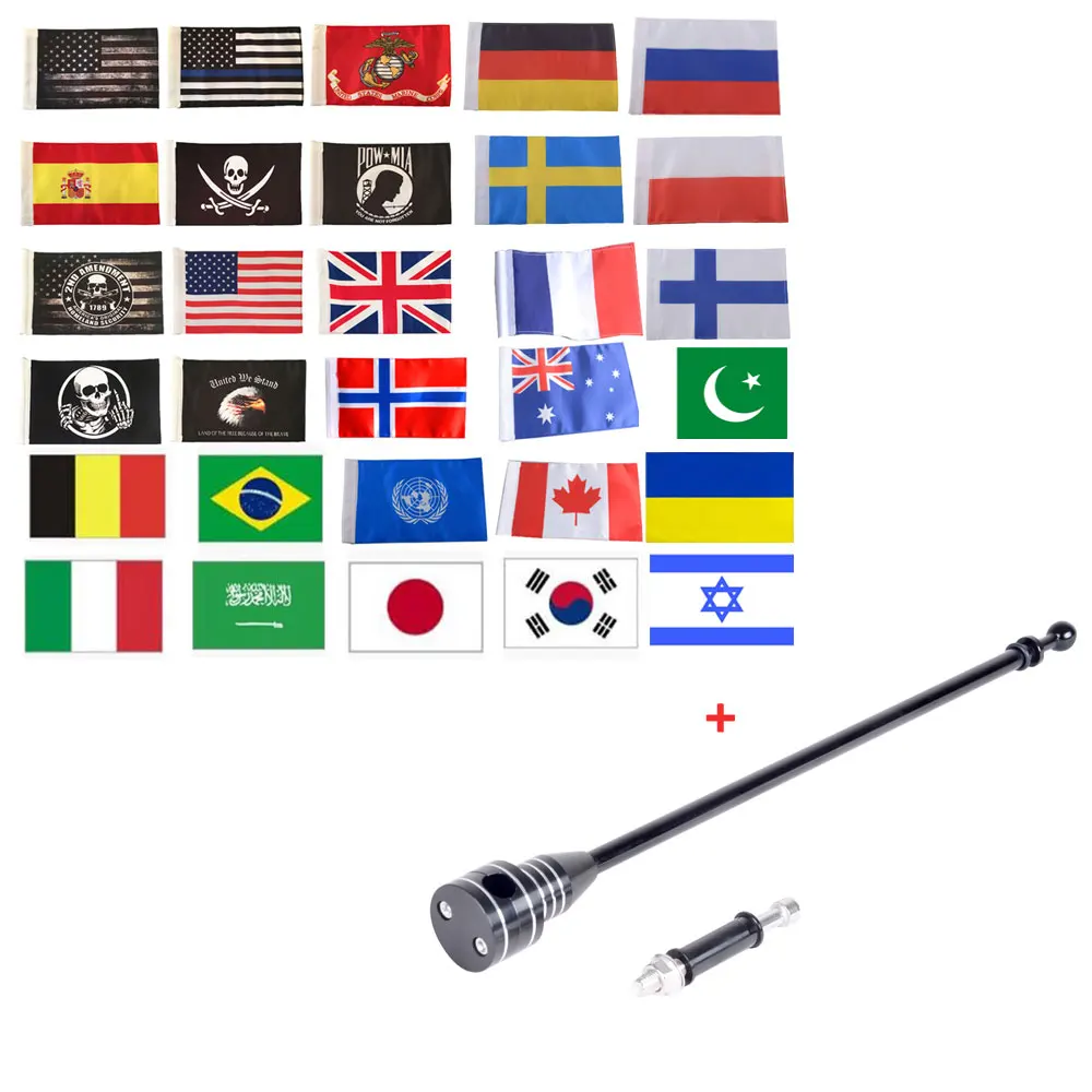 Motorcycle Luggage Rack Flag Rear Side Flag Pole Mount Shelf With Base ...