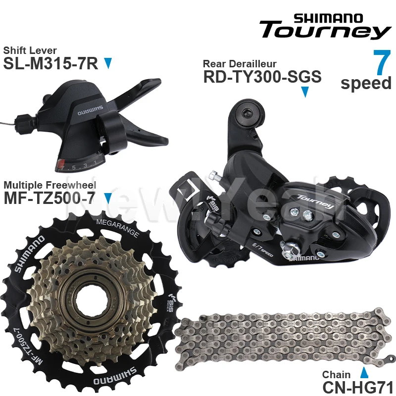 SHIMANO Tourney 7 Speed Groupset include M315 Shifter TY300 Rear ...
