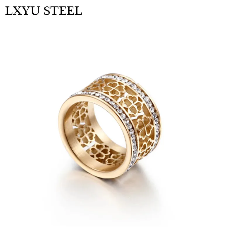 Stainless-Steel-Women-Rings-Bohemia-Double-Layer-Zircon-Flower-Charm ...