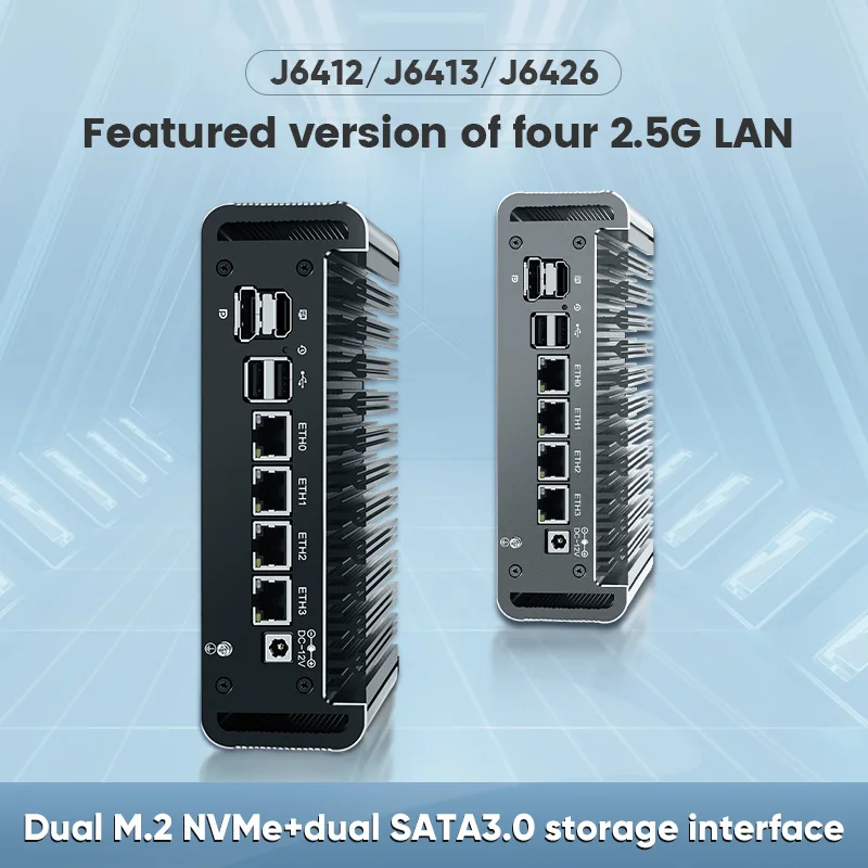 Fanless Soft Router 12th Gen Intel Celeron J6413 4x i226-V 2.5G LAN 2 ...