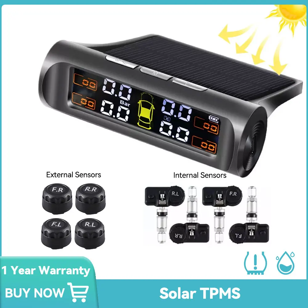 Solar TPMS Tire Pressure Sensor Car Tire Pressure Monitoring System ...