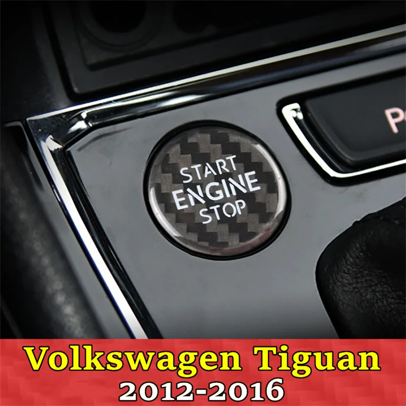 For VW Volkswagen Tiguan Car Engine Start Stop Button Cover Real Carbon ...
