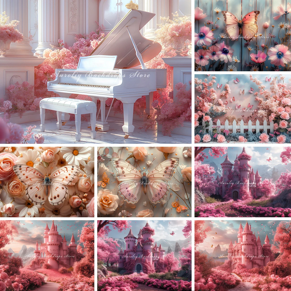 Butterflies-Pastel-Pink-Backgrounds-Kids-Adult-Photography-Props-Child ...