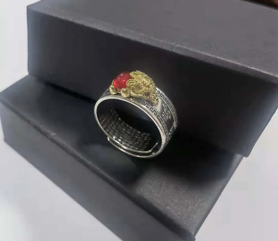 Pixiu-mantra-pendant-Ruby-Ring-vintage-adjustable-unisex-feng-shui ...