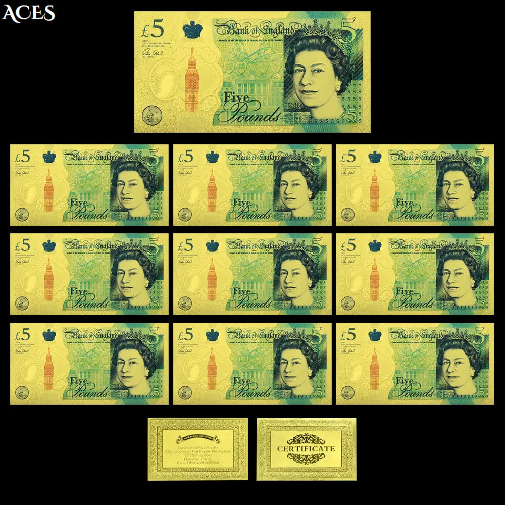 10pcs-Pound-Gold-Banknotes-2016-Years-Edition-5-10-Pound-Uncurrency ...