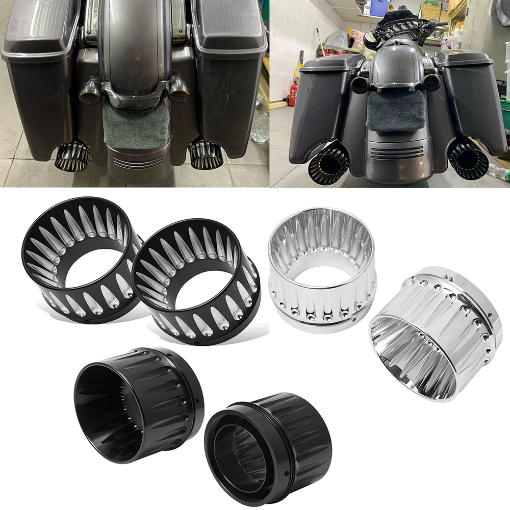 Motorcycle-Slip-On-4-4-Billet-Aluminum-Exhaust-Mufflers-Tips-End-Caps ...
