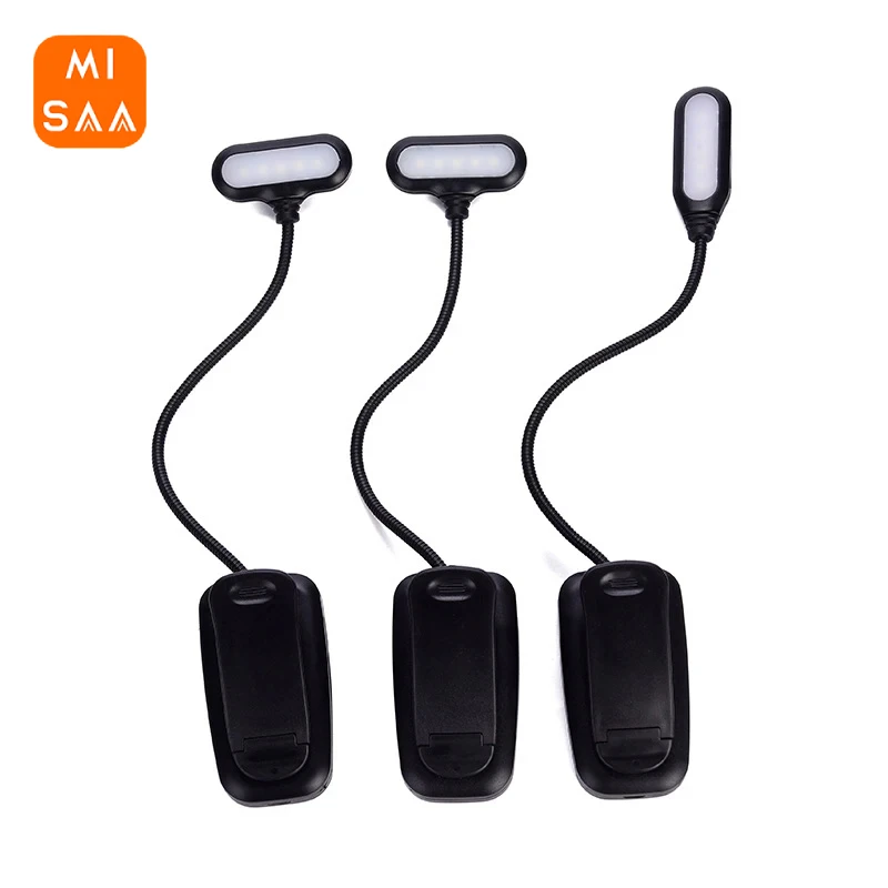 Rechargeable Lamp LED Book Night Light Adjustable Mini Clip-On Study ...