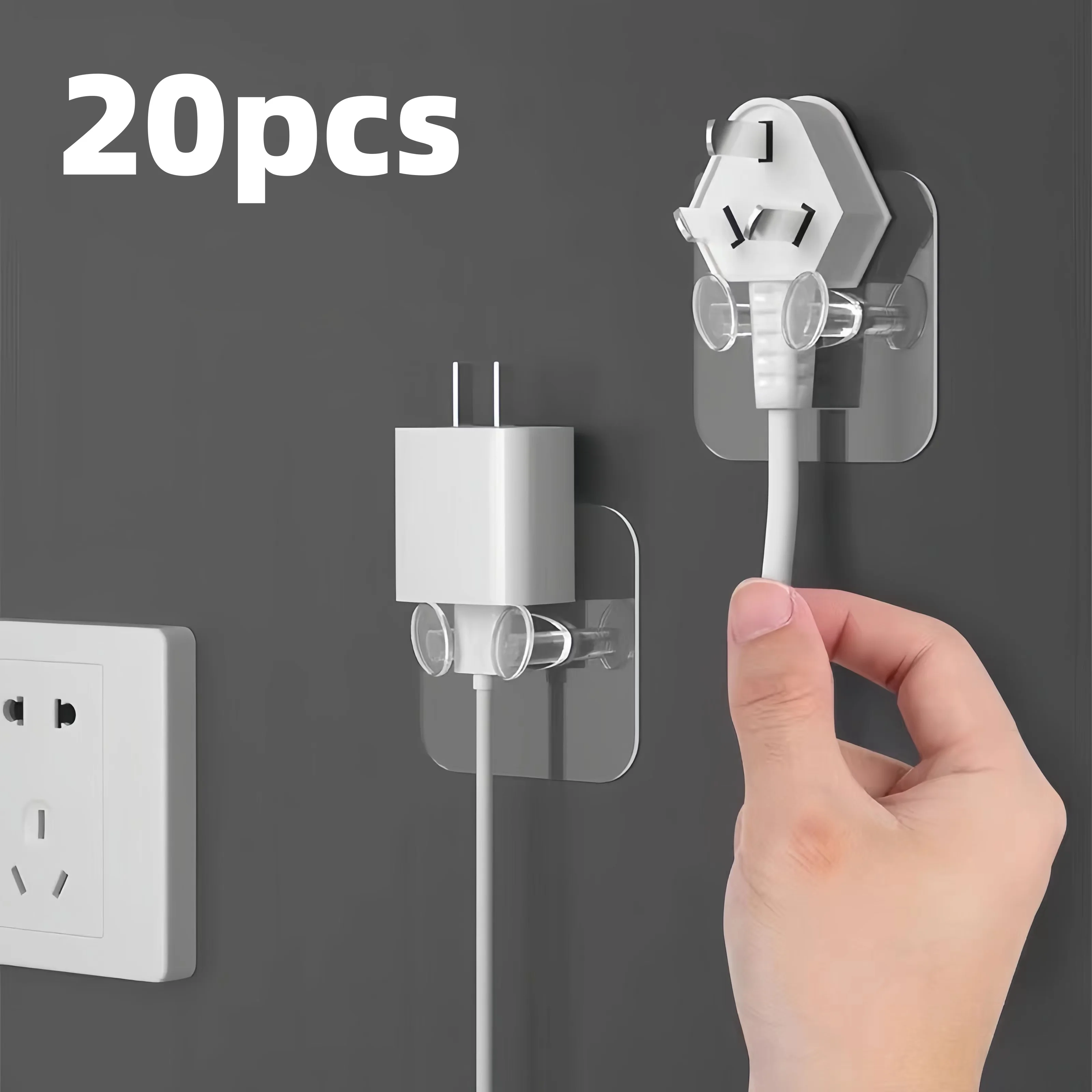 1-10-Pcs-Wall-Storage-Hook-Punch-free-Power-Plug-Socket-Holder-Kitchen ...