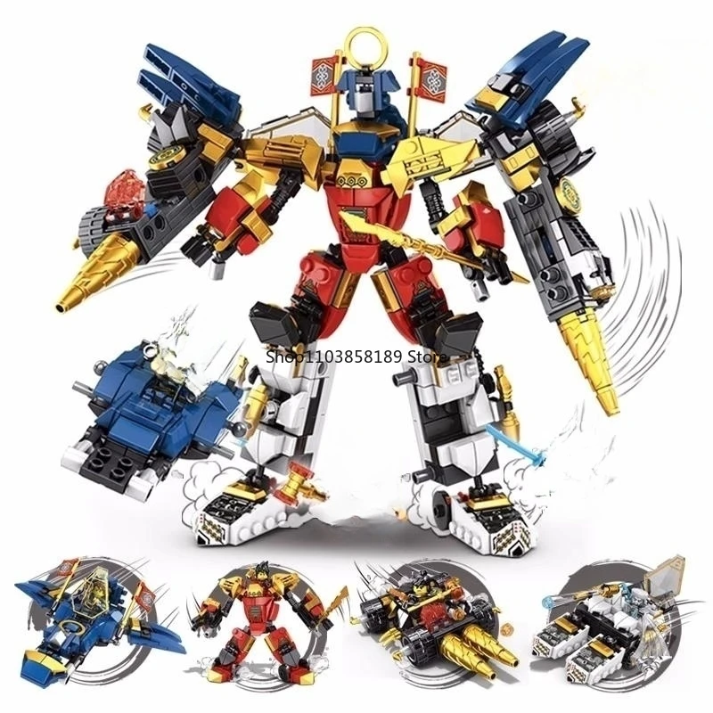 703pcs-4in1-MOC-Ultra-Combo-Mech-Building-Blocks-Aircraft-Tank-Robot ...