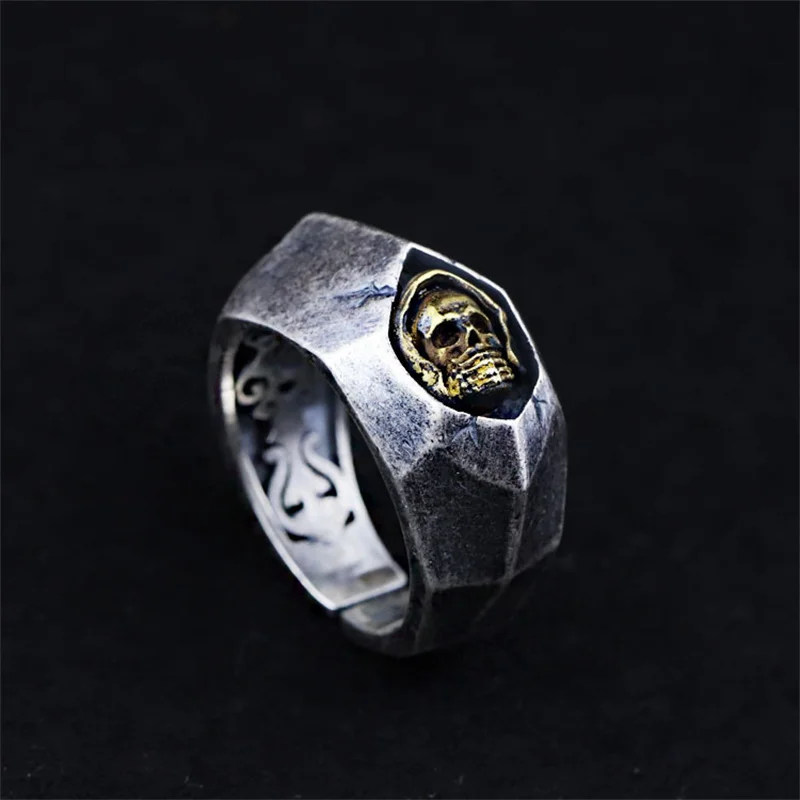 Punk-Overbearing-Crackle-Skull-Ring-Retro-Ghost-Head-Two-tone-Men-s ...