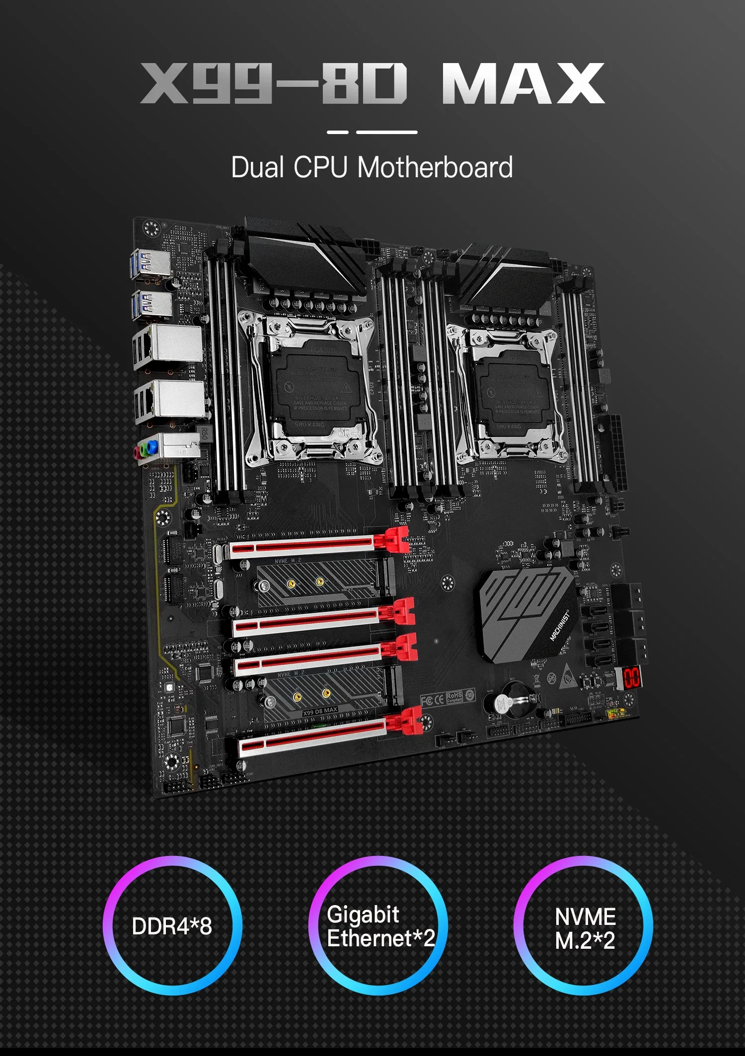 МАШИНИСТ X99 D8 MAX Материнская плата Dual LGA 2011-3 Поддержка ...