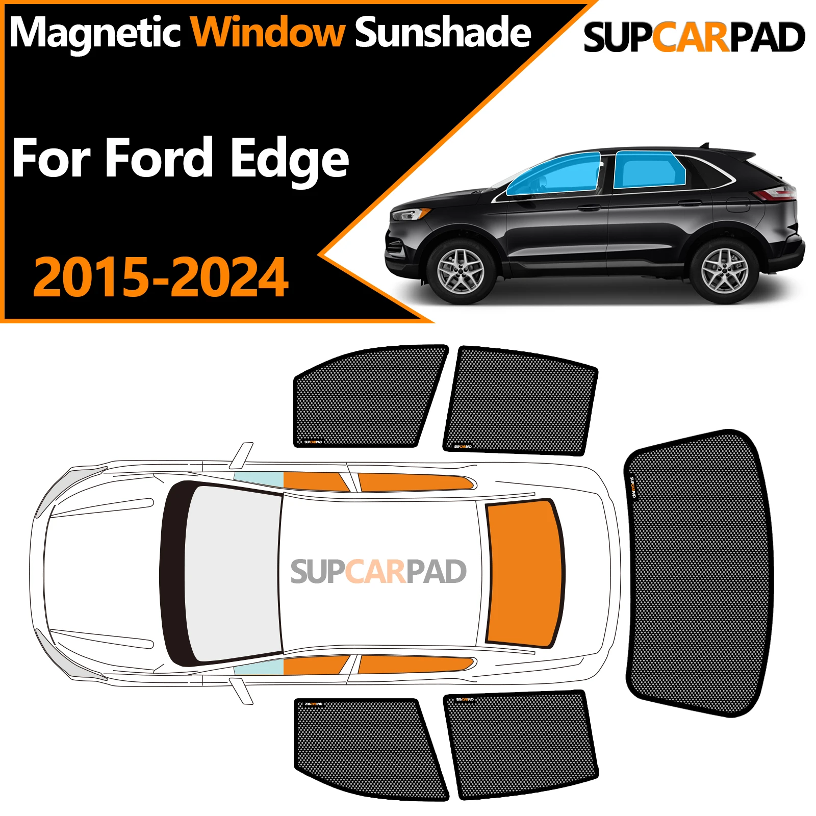 Custom Car Window Sunshade For Ford Edge 2015-2024 Magnetic Curtain ...