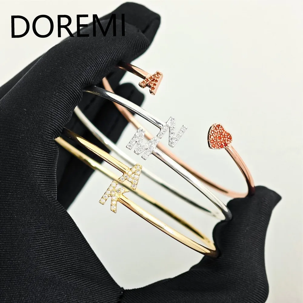 DOREMI 6mm Crystal Full Zircon Letters Bangle Staggered Women Gift ...