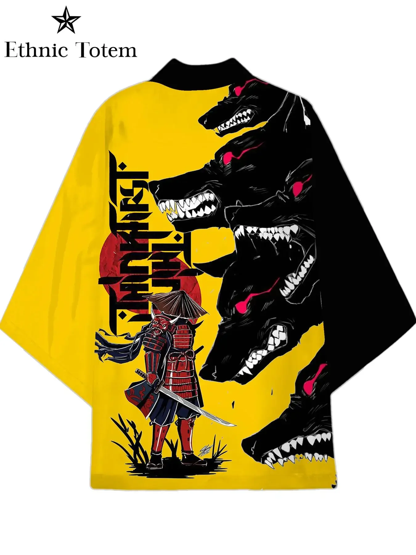 Demon Samurai Wolf Samurai Pattern Men Women Japanese Kimono Harajuku ...