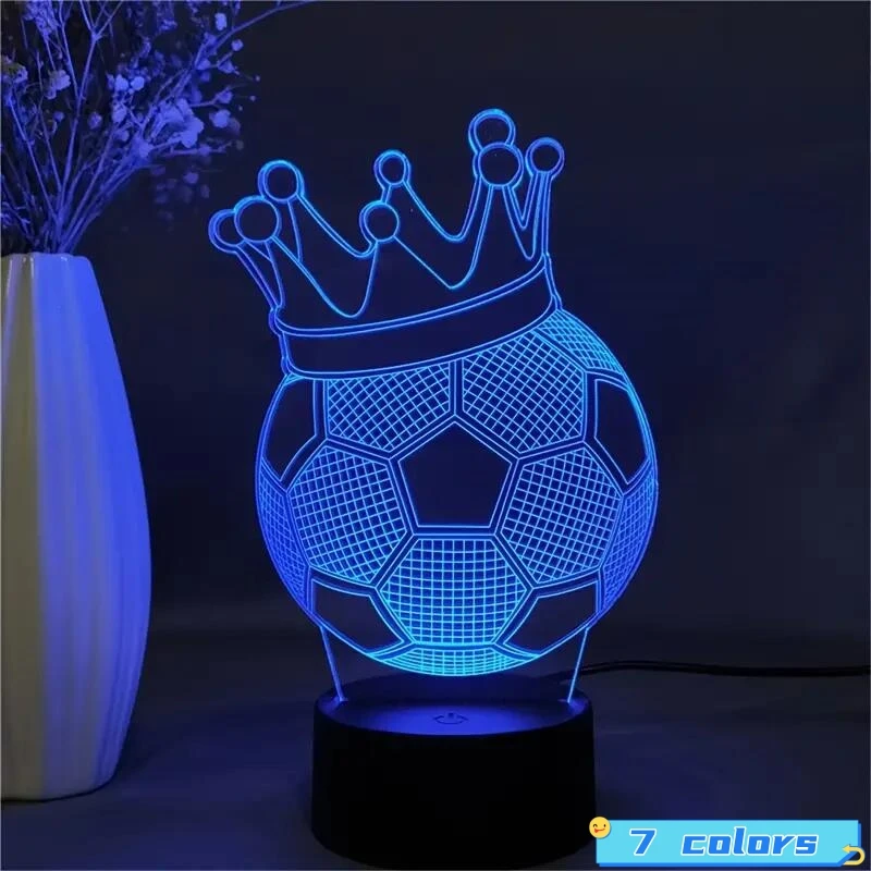 1pc Football 3D Night Light, 3D Optical Illusion Lamp With Touch, 7 ...