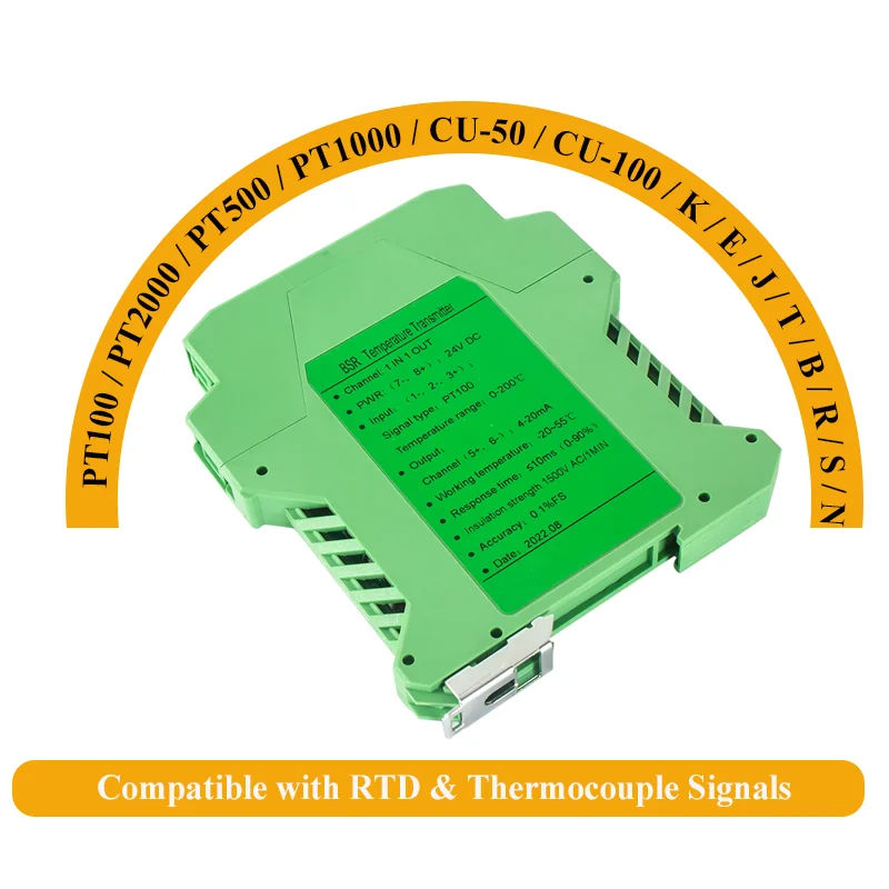 PT100 Temperature Transmitter 2 in 2 out RTD 0-400℃ to 4-20mA Sensor ...