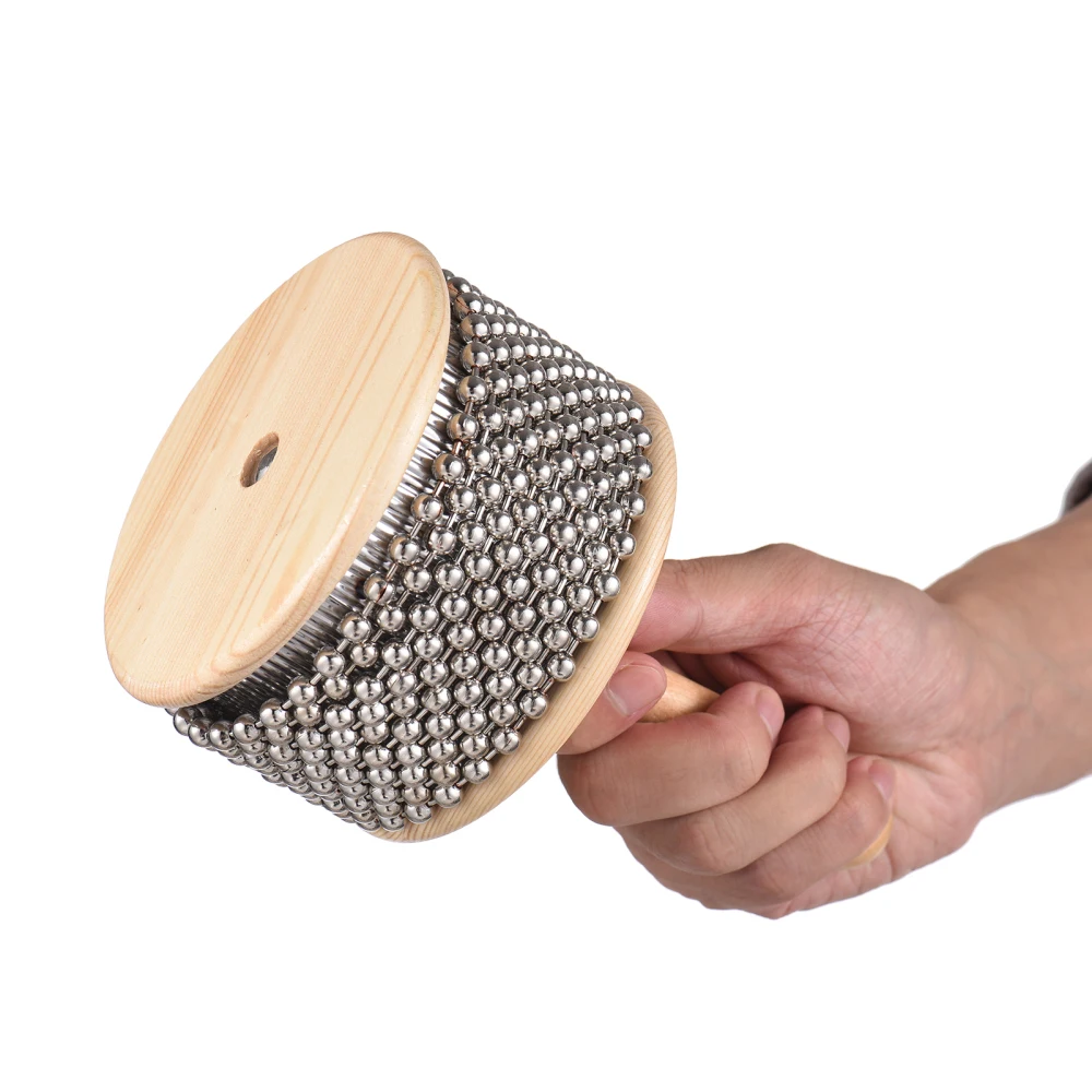 Wooden-Cabasa-Percussion-Musical-Instrument-Metal-Beaded-Chain-Cylinder ...