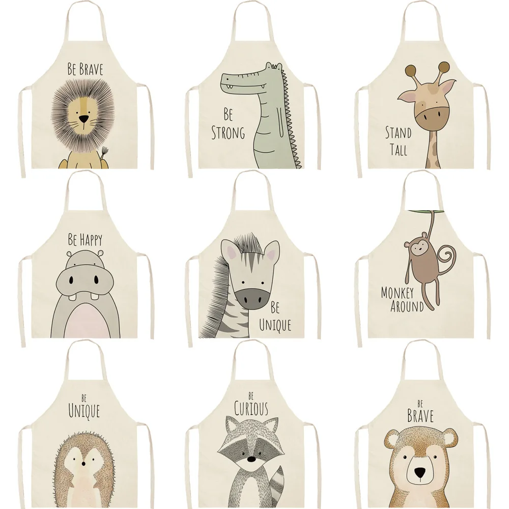 Kitchen Cooking Apron Animal Print Aprons For Lion Elk Bear Fox Women ...