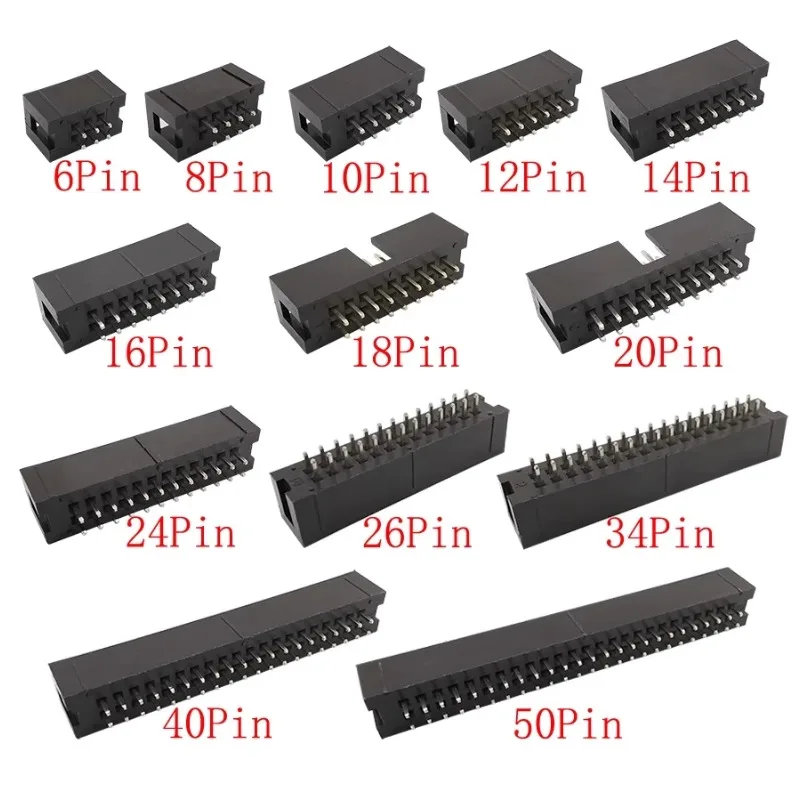 10Pcs DIP 2.54MM Pitch (6Pin/8Pin/10Pin~50Pin) Male Socket Straight IDC ...