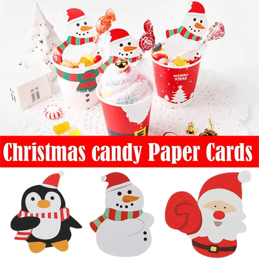 50Pcs-Christmas-Paper-Cards-Wrapping-Penguin-Snowman-Santa-Claus-Candy ...