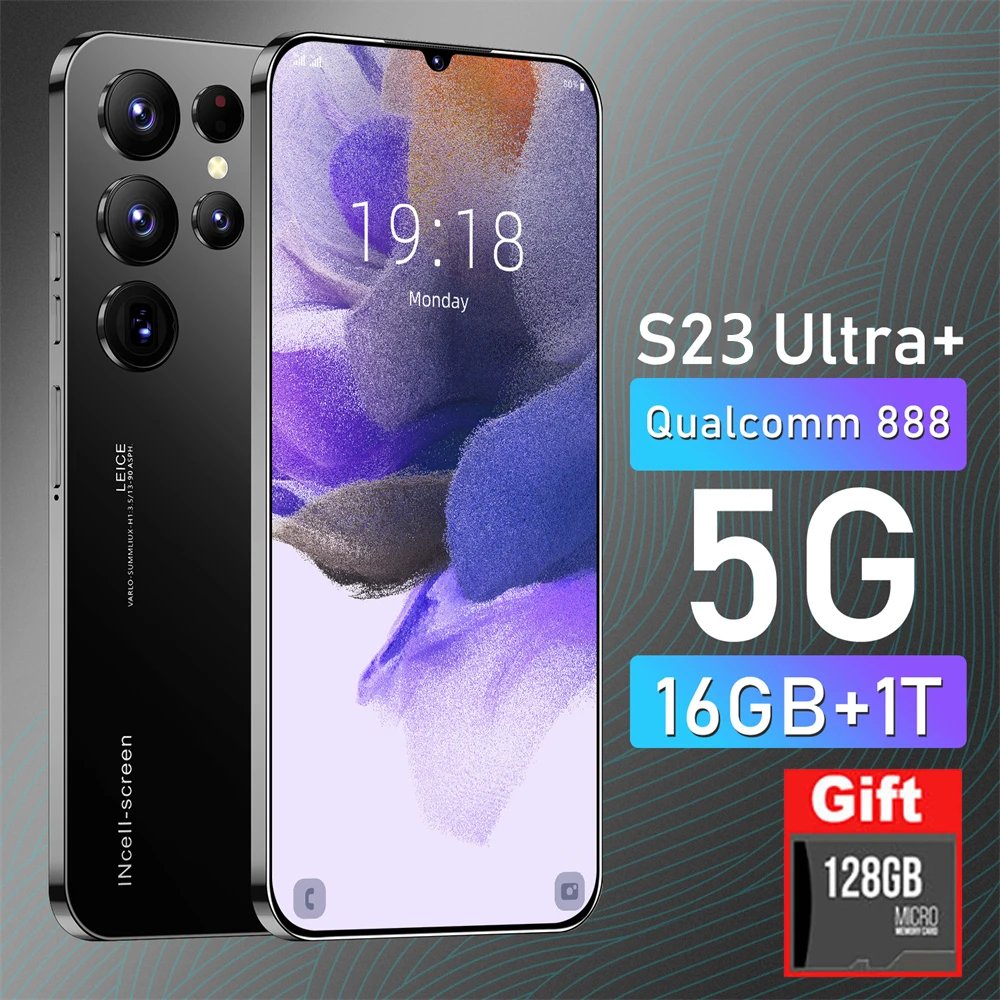 Teléfono Inteligente S23 Ultra 5G, 6,8 ", Dimensity 9000, Android, desbloqueado, 6800mAh, 16GB ...