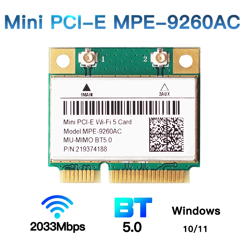 2030mbps Mini-pcie Card 9260ac 9260hmw 2.4g/5ghz Bt 5.0 Wlan Wifi Card ...