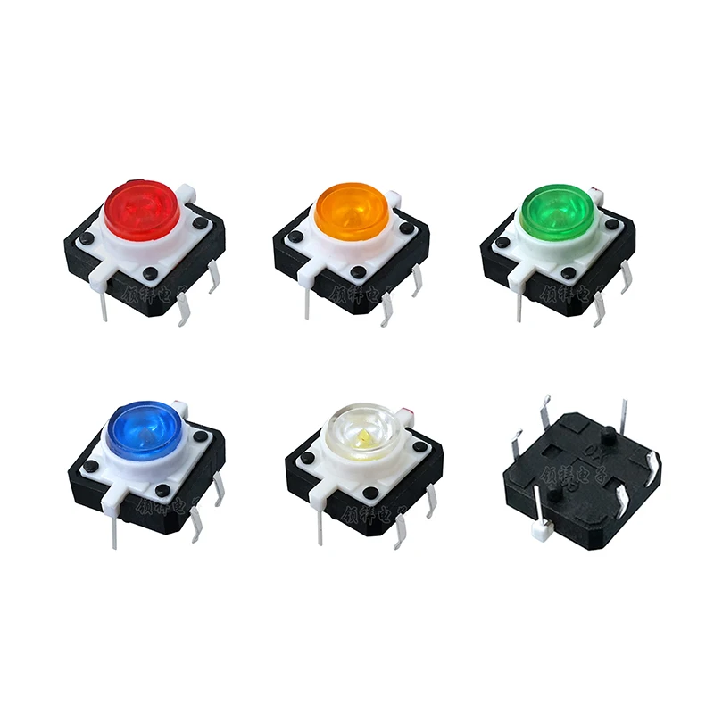 10pcs-Illuminated-Tact-Switch-12x12x7-3-mm-Green-Red-Yellow-Blue-White ...