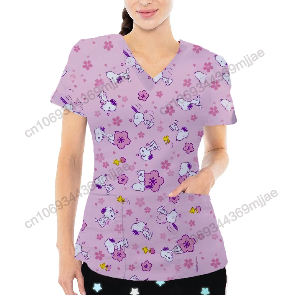 Tops-c-modos-con-cuello-en-V-y-bolsillo-para-mujer-camisetas-gr-ficas ...