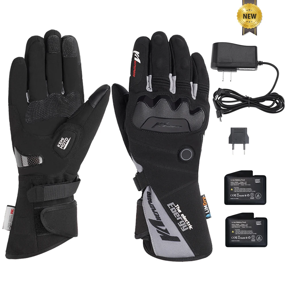 Motorcycle Snowmobile Heated Gloves Warm Touch Screen Heated Winter Ski ...