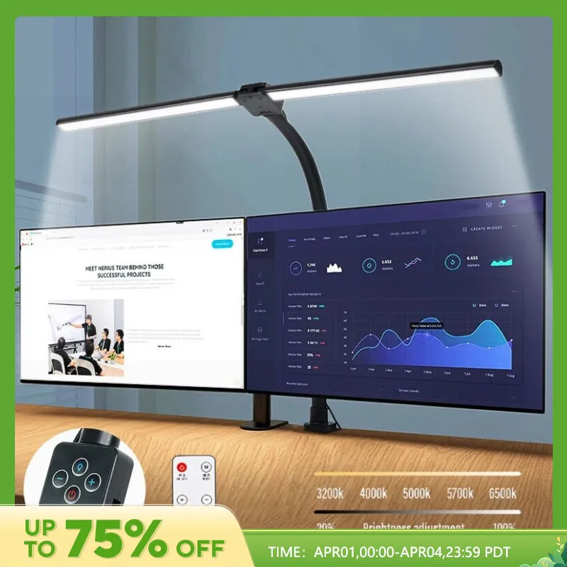 Double-Head-LED-Clip-Remote-Control-Desk-Lamp-Architect-Table-Lamp-for ...
