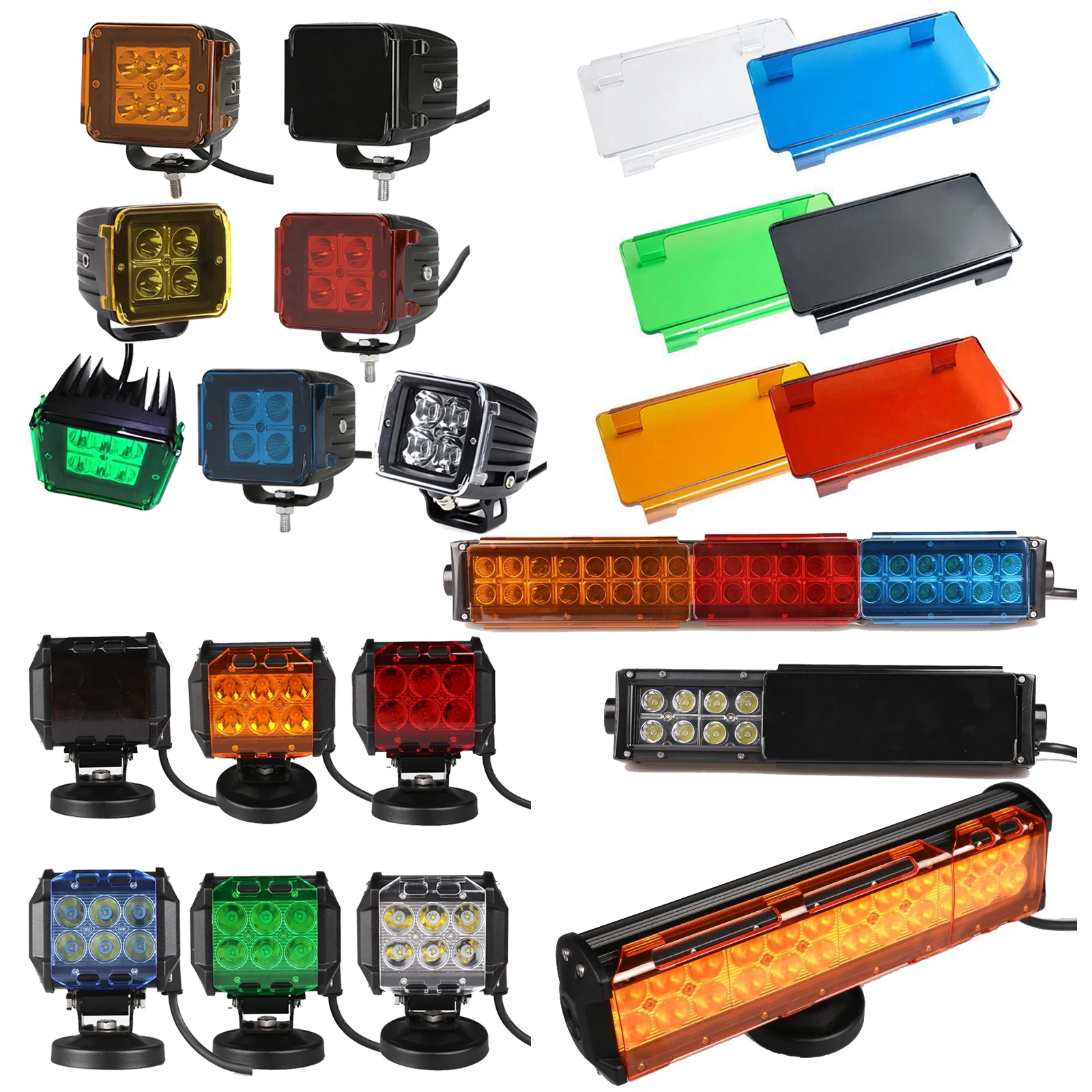 Led Work Light Cover Dustproof Cover Fog Lamp Cover Amber Black Red ...
