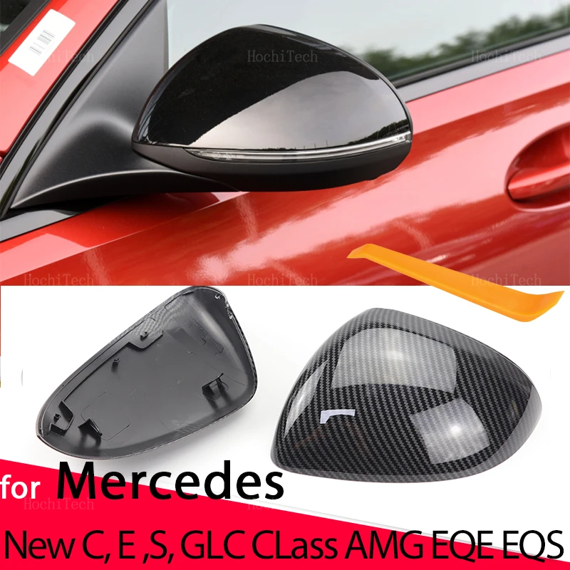 Carbon-Fiber-Pattern-Black-Side-Mirror-cover-Caps-Replacement-for ...