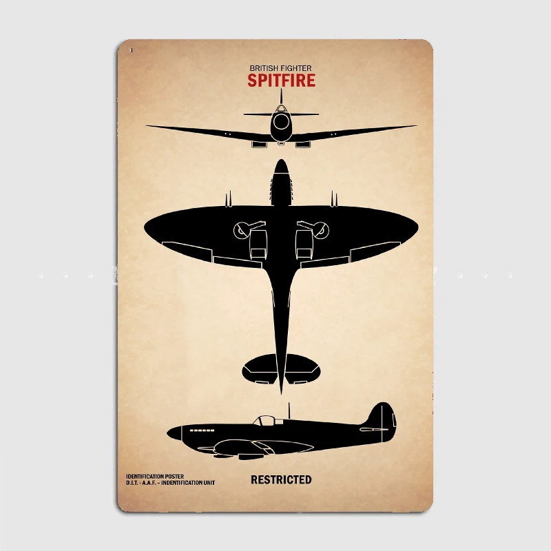 WW2 Spitfire Identification Metal Garage Decoration Living Room Cinema ...