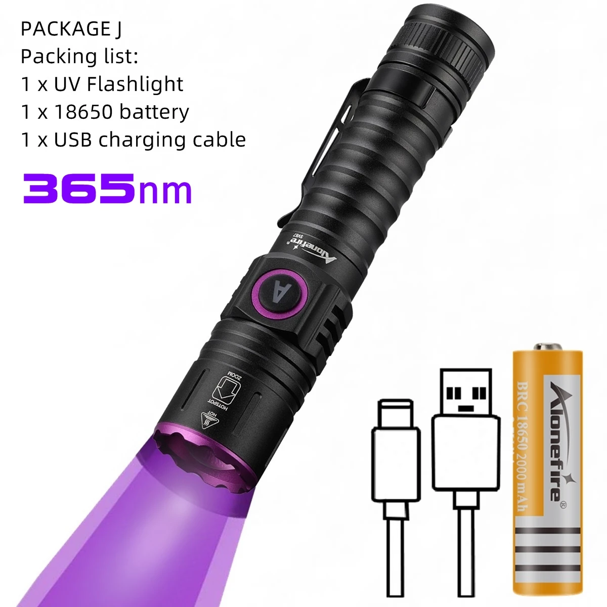 UV LED Flashlight 365 and 395nm with Type-C Charging – Science Commodities