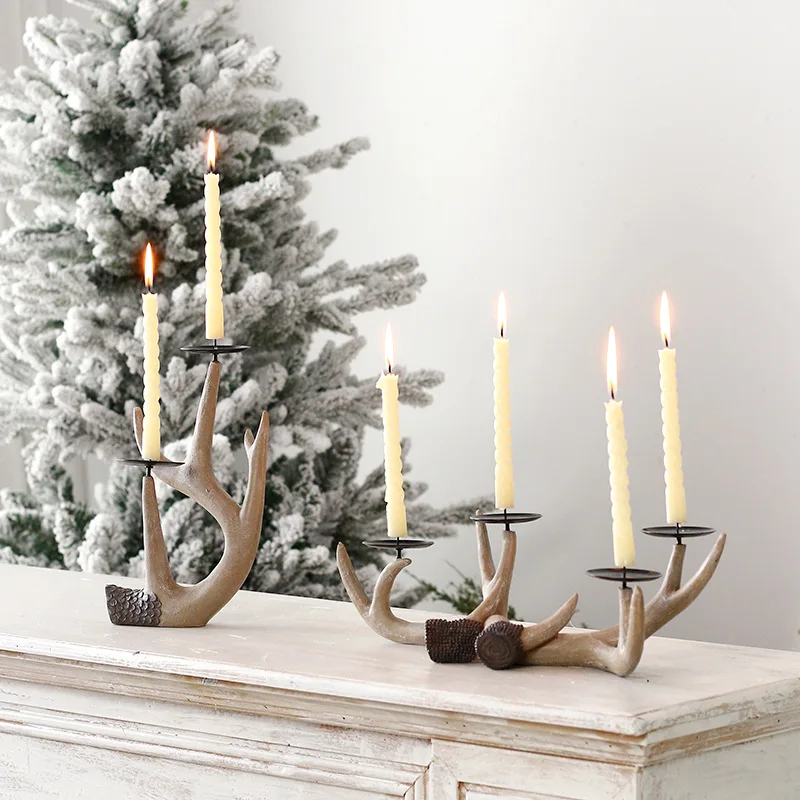 2-Arms-4-Arms-Creative-Retro-Deer-Horn-Candle-Holder-Resin-Antler ...
