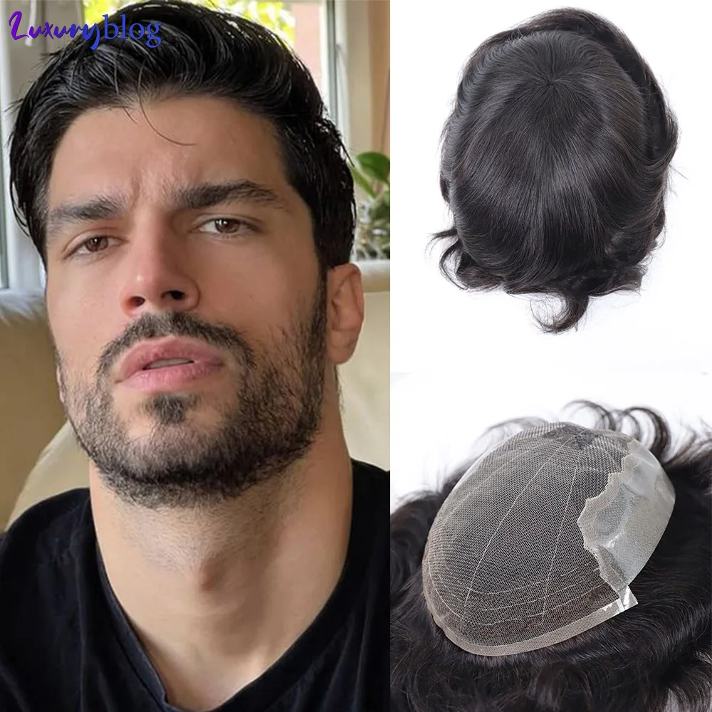 Toupee-do-cabelo-humano-Q6-com-la-o-franc-s-para-homens-peruca ...