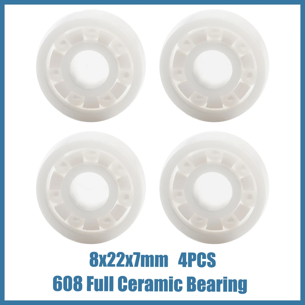 4PCS 608 Full Ceramic Bearing 8x22x7mm 608CE All Zirconia ZrO2 Ceramic ...