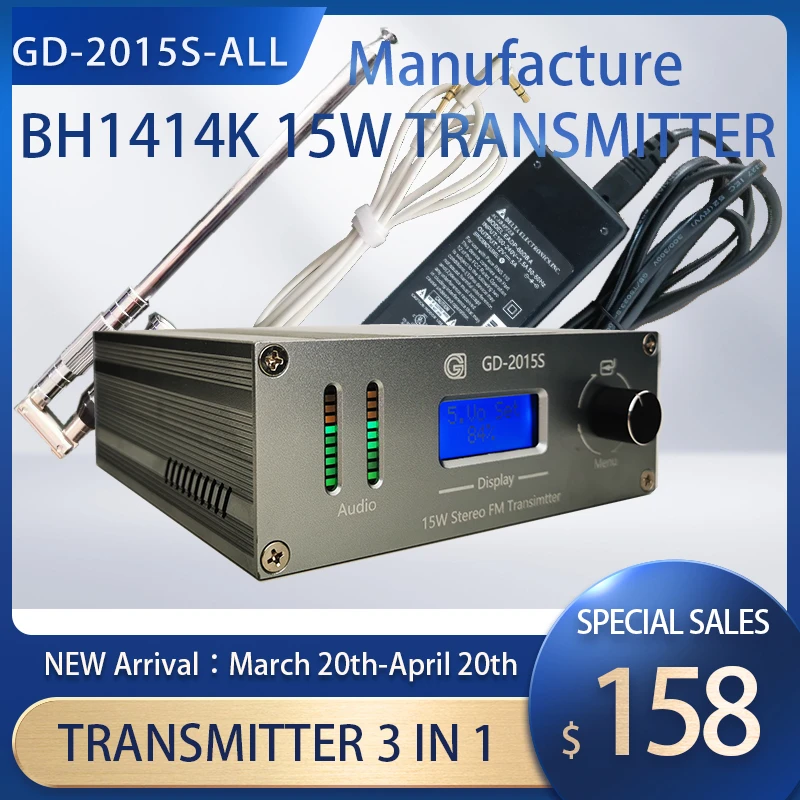 Gd-2015s-all 15w Fm Transmitter Fm Pll Transmitter Stereo Fm Broadcasting Continuous Output ...
