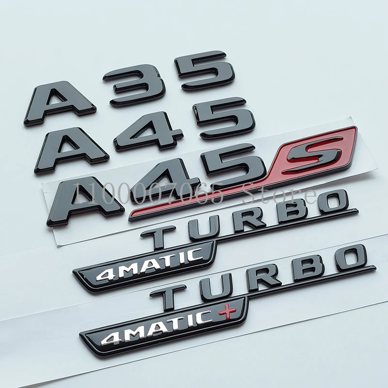 2017 Glossy Black Letters A35 A45 A45S Turbo 4matic Emblem for Mercedes ...