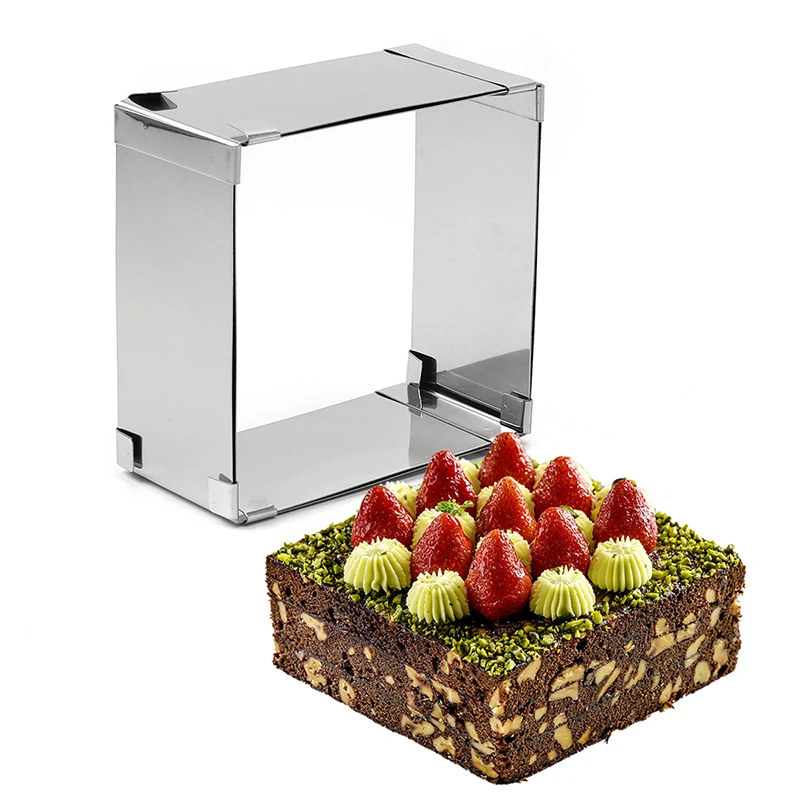 Stainless-Steel-Cake-Mold-Ring-Adjustable-Square-Mousse-Circle-Cake ...