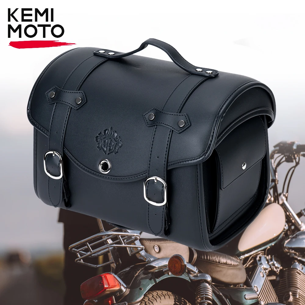 Motorcycle Tail Bag 22L PU Leather Waterproof Rear Luggage Bag ...