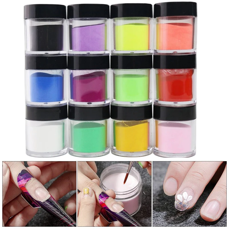 12-Box-Lot-3D-Acrylic-Nail-Dipping-Powder-10-ML-Jar-12-Colors-Acrylic ...