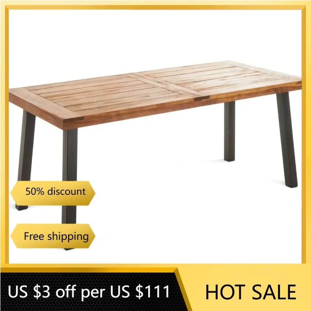 Acacia-Wood-Outdoor-Dining-Table-Perfect-for-Patio-With-Teak-Finis ...