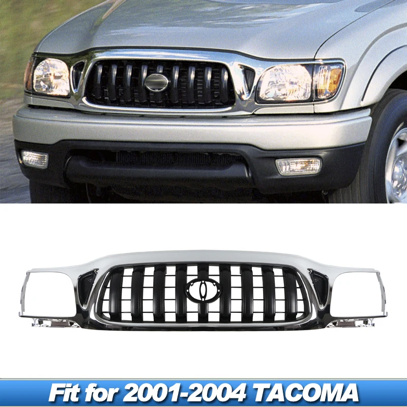 Fit-for-Toyota-TACOMA-2001-2002-2003-2004-grille-silver-and-black ...