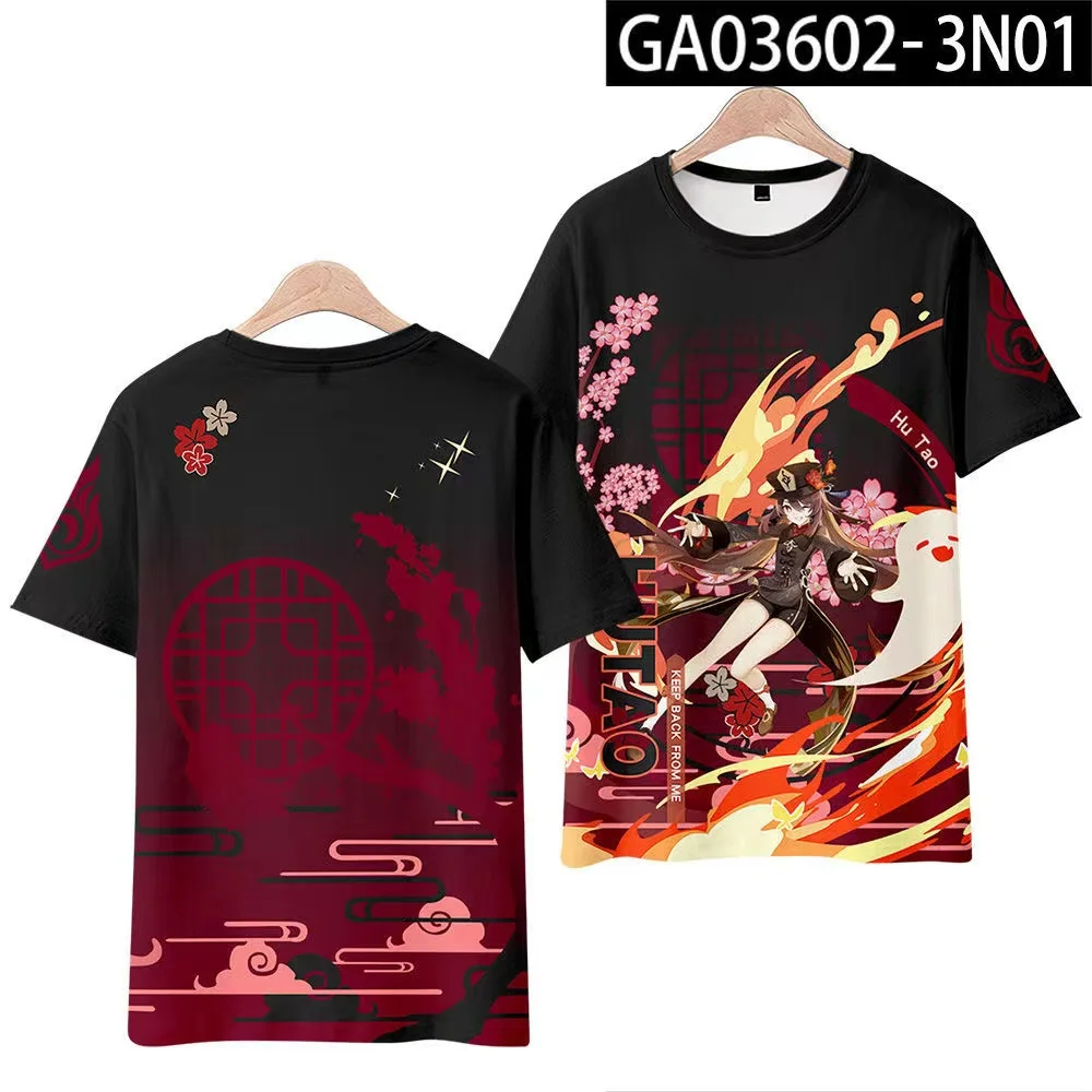 Genshin-Impact-Merch-T-Shirt-Harajuku-Hu-tao-3D-Summer-Casual-Short ...