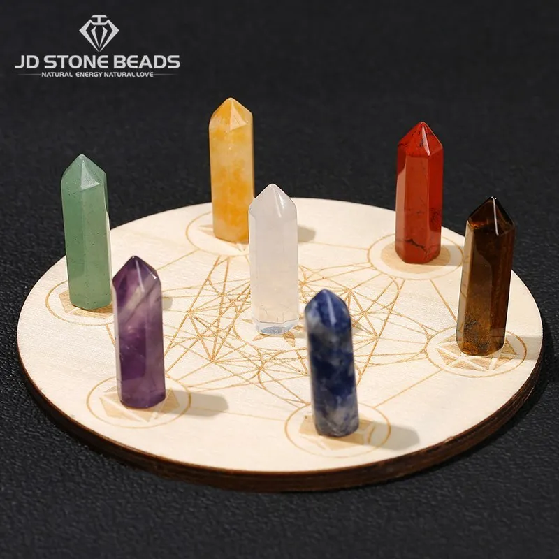 Healing-Stone-7-Chakra-Hexagonal-Column-Crystal-Set-With-Seven-Star ...